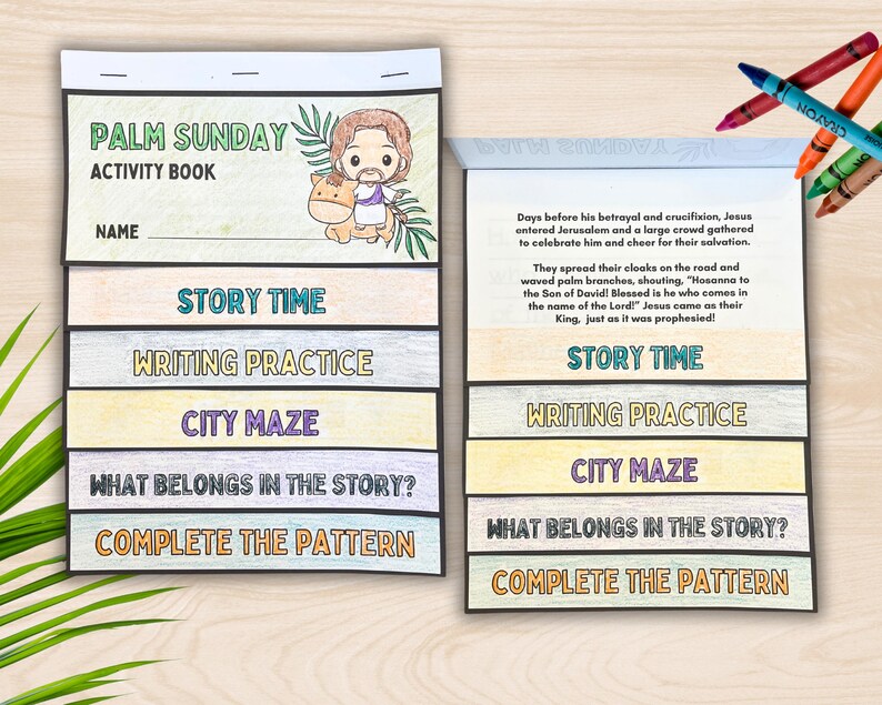 Palm Sunday Activity Flip Book for Kids, Palm Sunday Coloring Pages ...