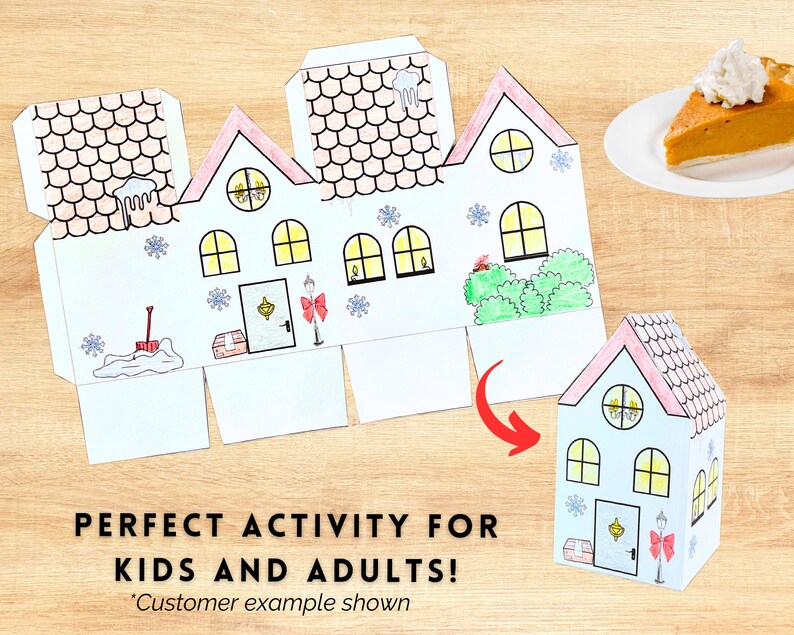 Paper House Fall Craft, Printable Paper House Template, Thanksgiving ...