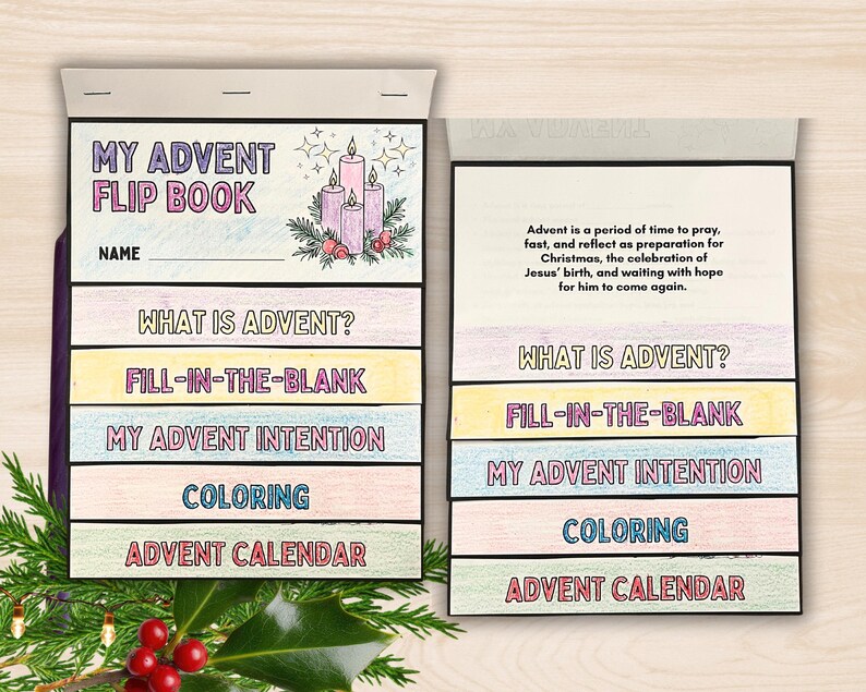 Advent Calendar Kids Flip Book, Advent Bible Craft, Christmas Coloring ...