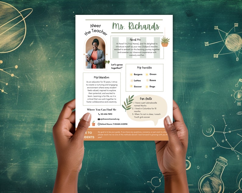 Editable Meet the Teacher Template With Greenery, All About Me, Boho ...