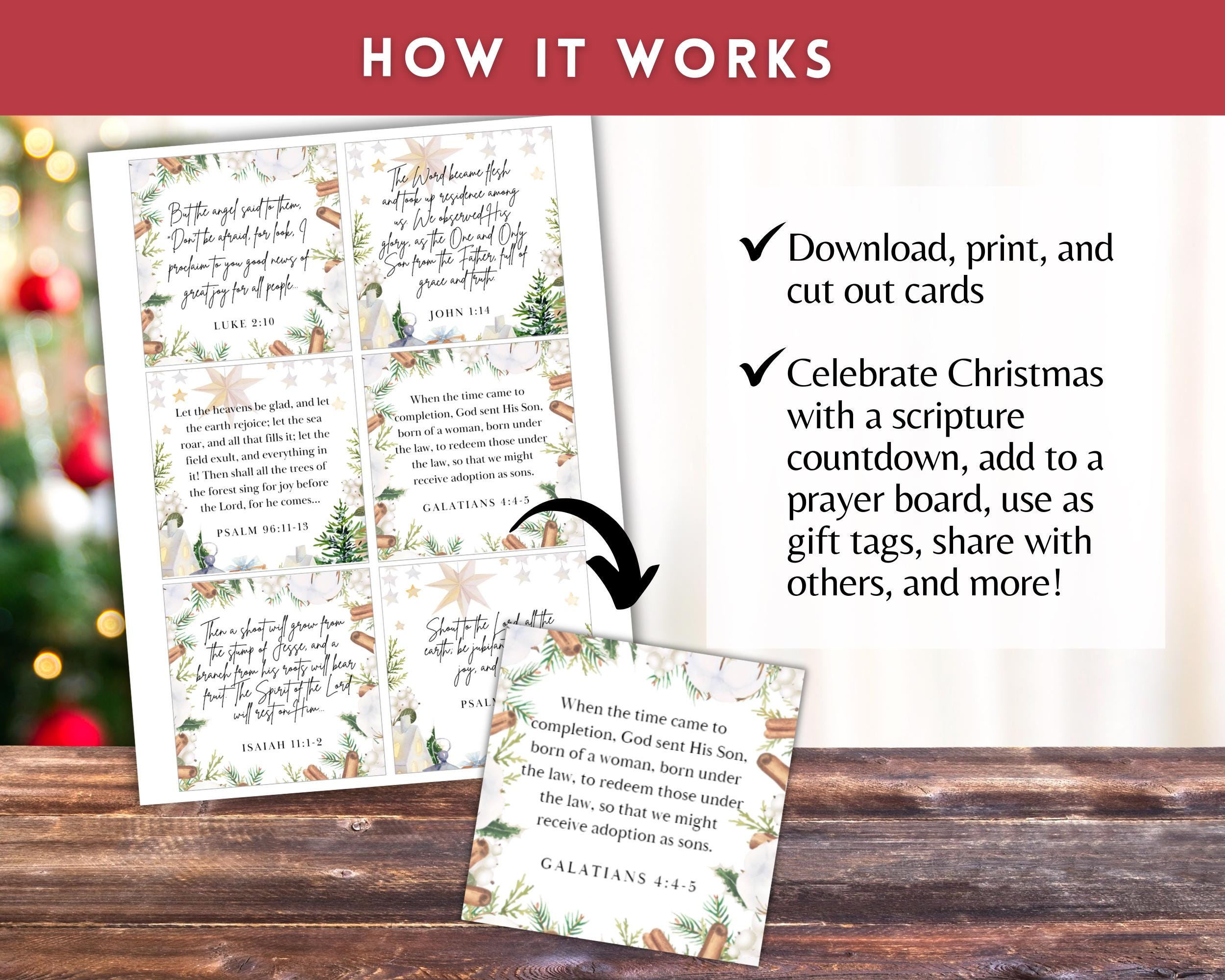 Christian Christmas Bible Verse Cards, Advent Scripture Cards for ...