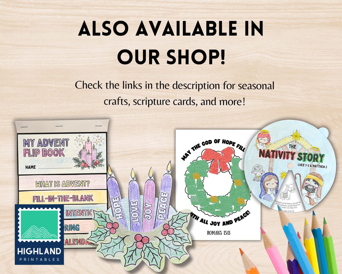 Advent Calendar Kids Flip Book, Advent Bible Craft, Christmas Coloring ...