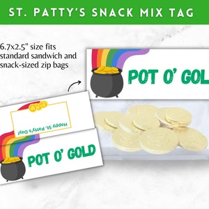Pot of Gold Treat Bag Topper, St Patricks Day Tags, Saint Patricks Day ...