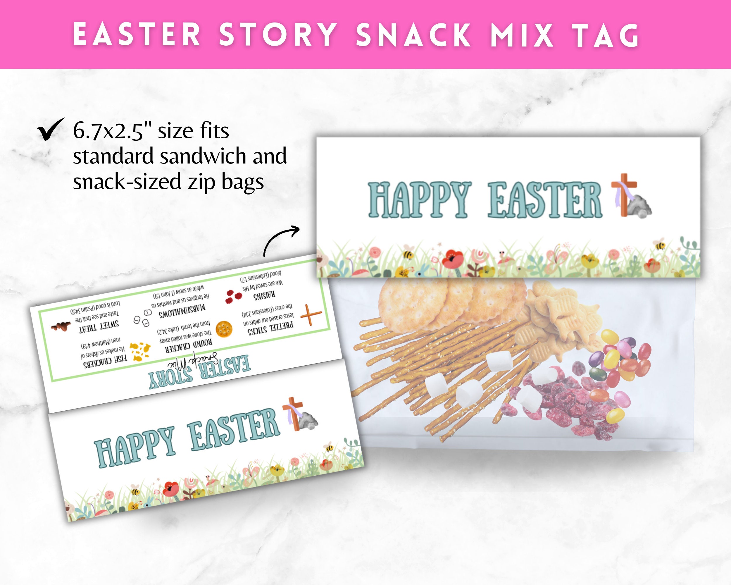 Easter Story Snack Mix Tag, Printable Easter Snack Bag Topper, Easter ...