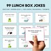 Lunchbox Jokes Printable, Lunch Box Jokes, Back to School Lunch Box ...