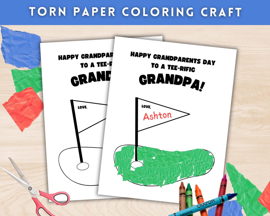 Torn Paper Grandparents Day Craft, Customizable Grandpa Gift From ...