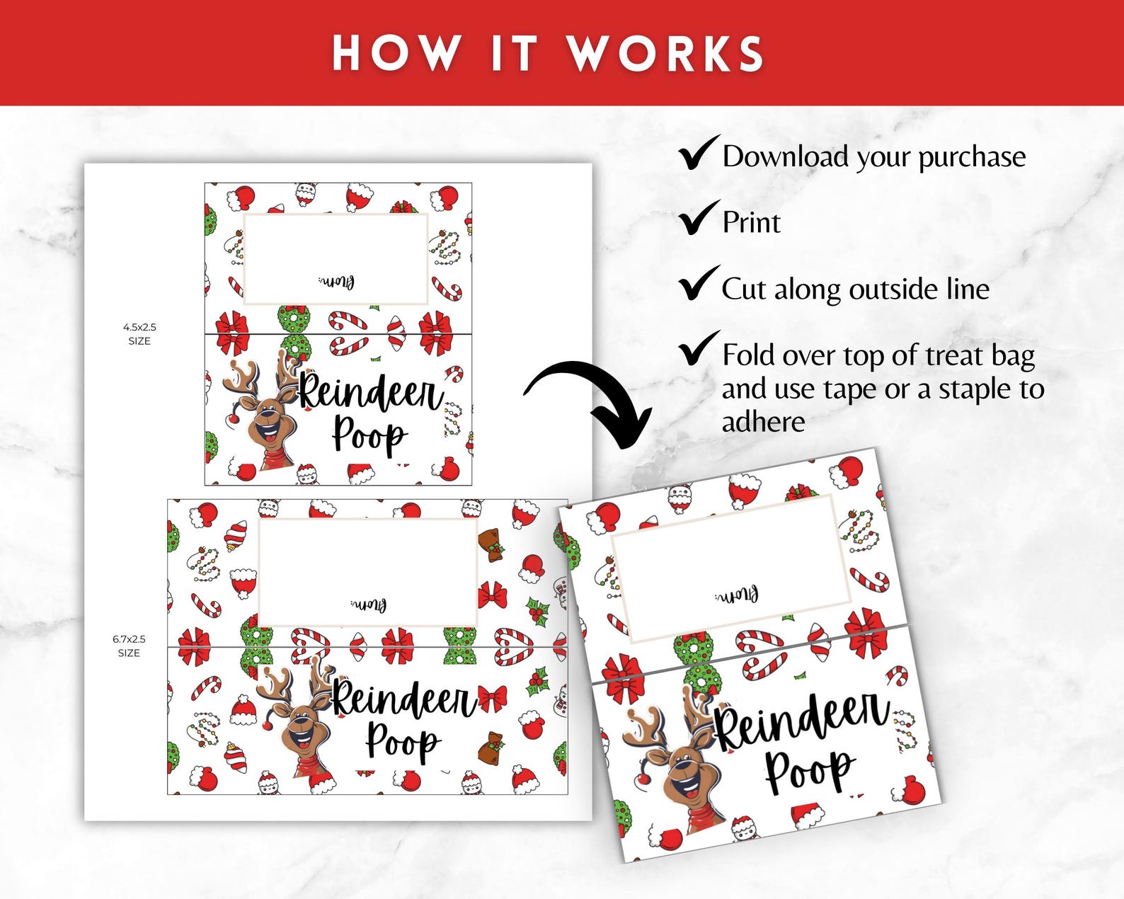 Reindeer Poop Christmas Treat Bag Topper, Christmas Class Gifts, Funny ...