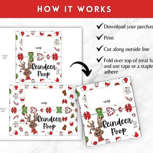 Reindeer Poop Christmas Treat Bag Topper, Christmas Class Gifts, Funny ...