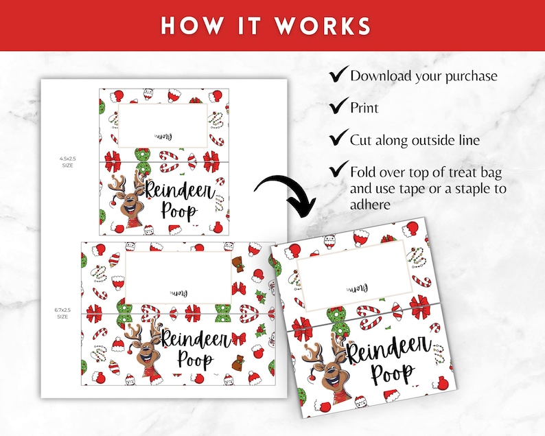 Reindeer Poop Christmas Treat Bag Topper, Christmas Class Gifts, Funny ...