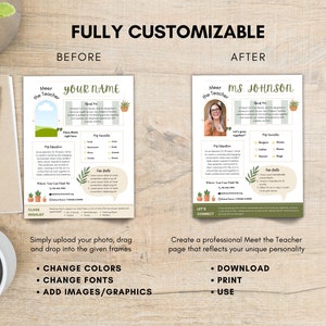 Editable Meet the Teacher Template With Greenery, All About Me, Boho ...