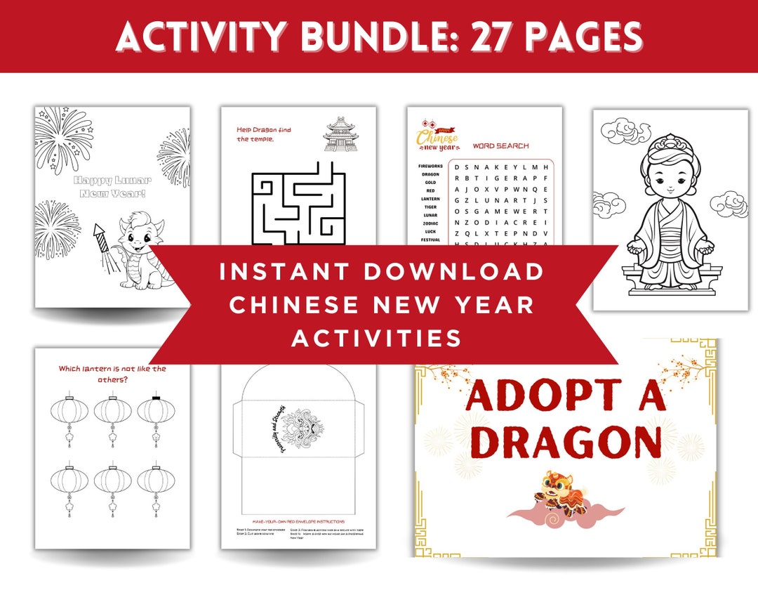Lunar New Year Printable Activity Bundle for Kids, Teachers Chinese New ...