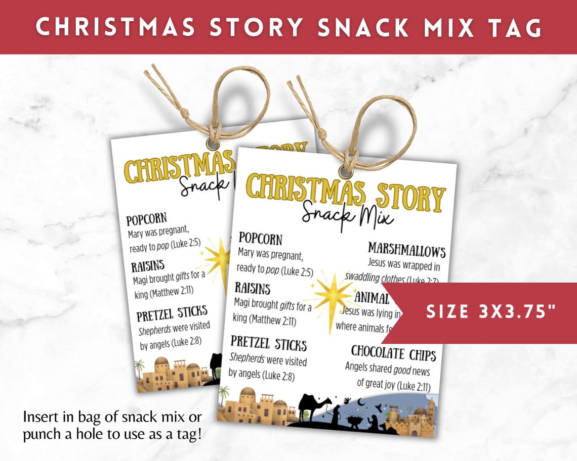Dye-free Nativity Story Snack Mix Topper, Christmas Story Snack Mix ...