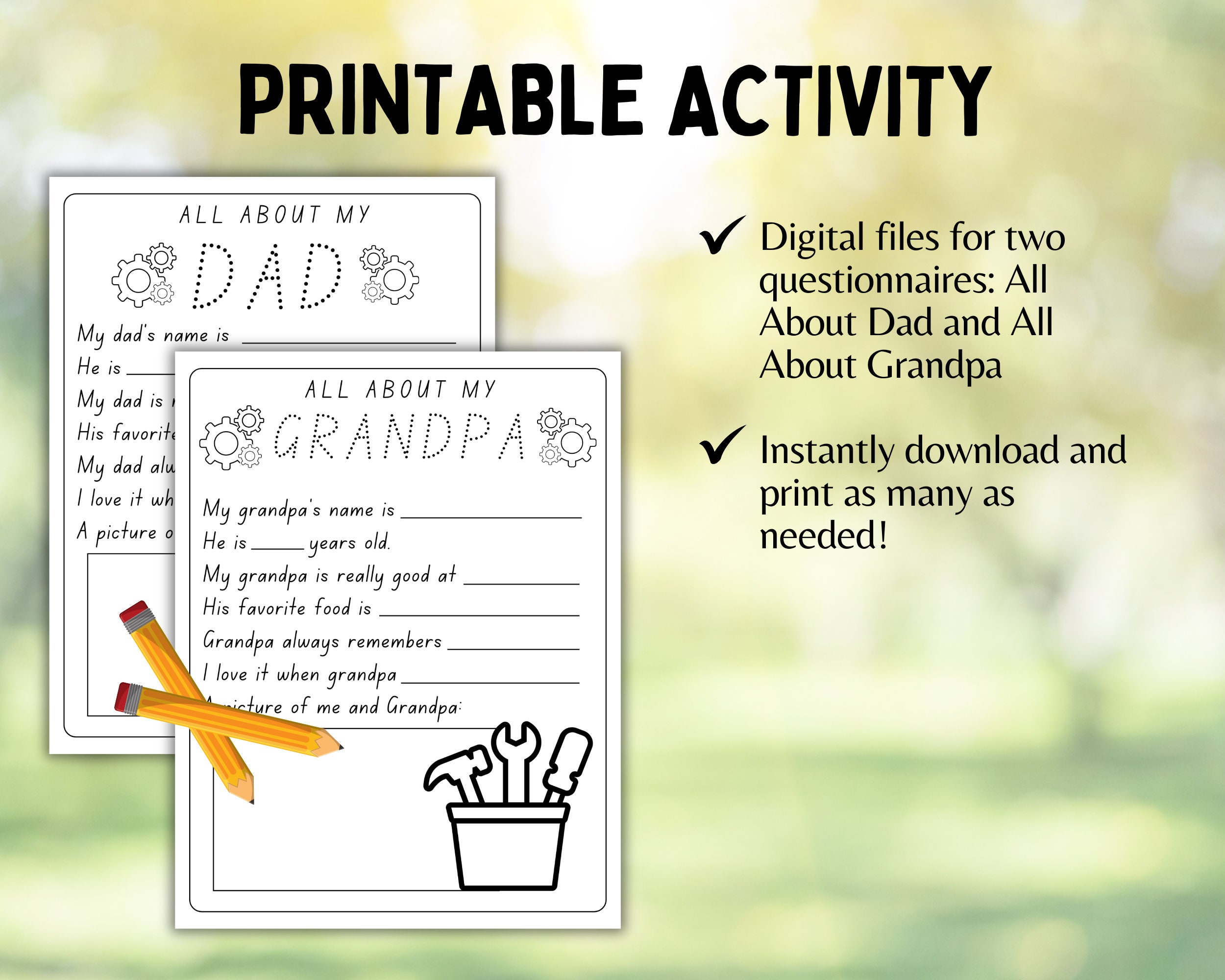 All About My Dad Questionnaire, All About My Grandpa, Fathers Day ...