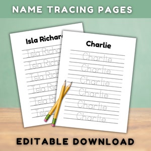 Name Tracing Template Editable, Trace Name Handwriting Practice, Name ...