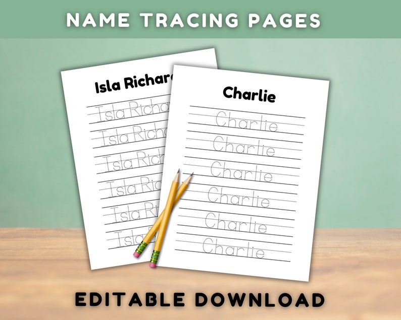 Name Tracing Template Editable, Trace Name Handwriting Practice, Name ...