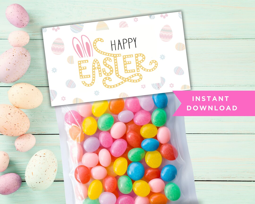 Easter Bunny Snack Mix Tag, Printable Easter Treat Bag Topper, Easter ...