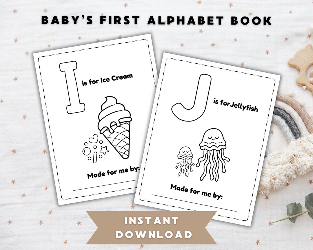 Baby Shower Coloring Book, Baby First ABC Book, Baby Shower Alphabet ...