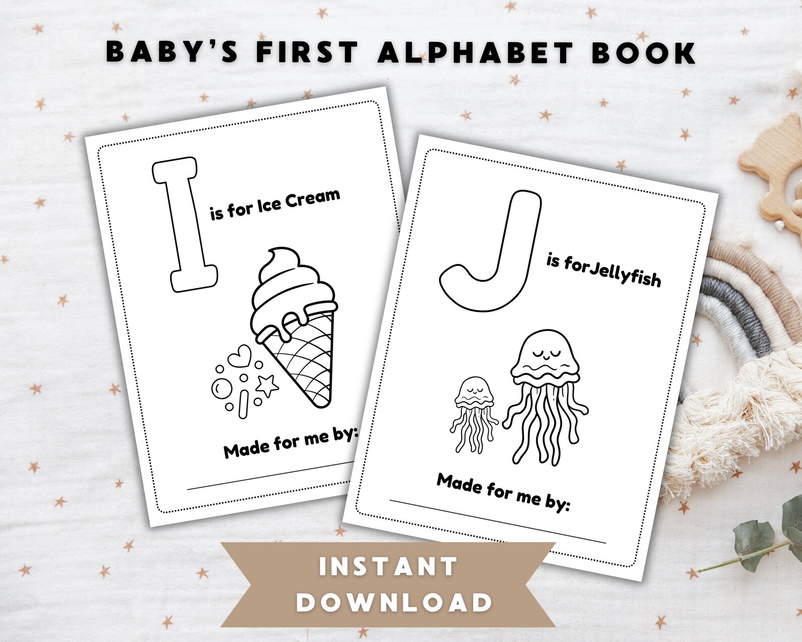 Baby Shower Coloring Book, Baby First ABC Book, Baby Shower Alphabet ...