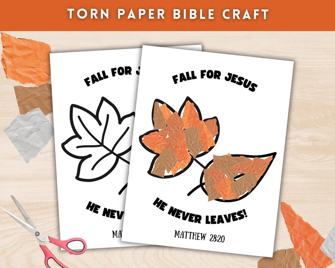 Fall for Jesus, Fall Sunday School Craft, Torn Paper Fall Bible Crafts ...