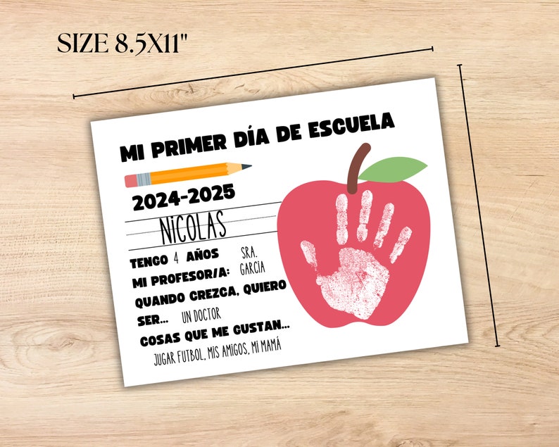 Back to School Sign Spanish Template, Handprint Art, Preschool Sign ...