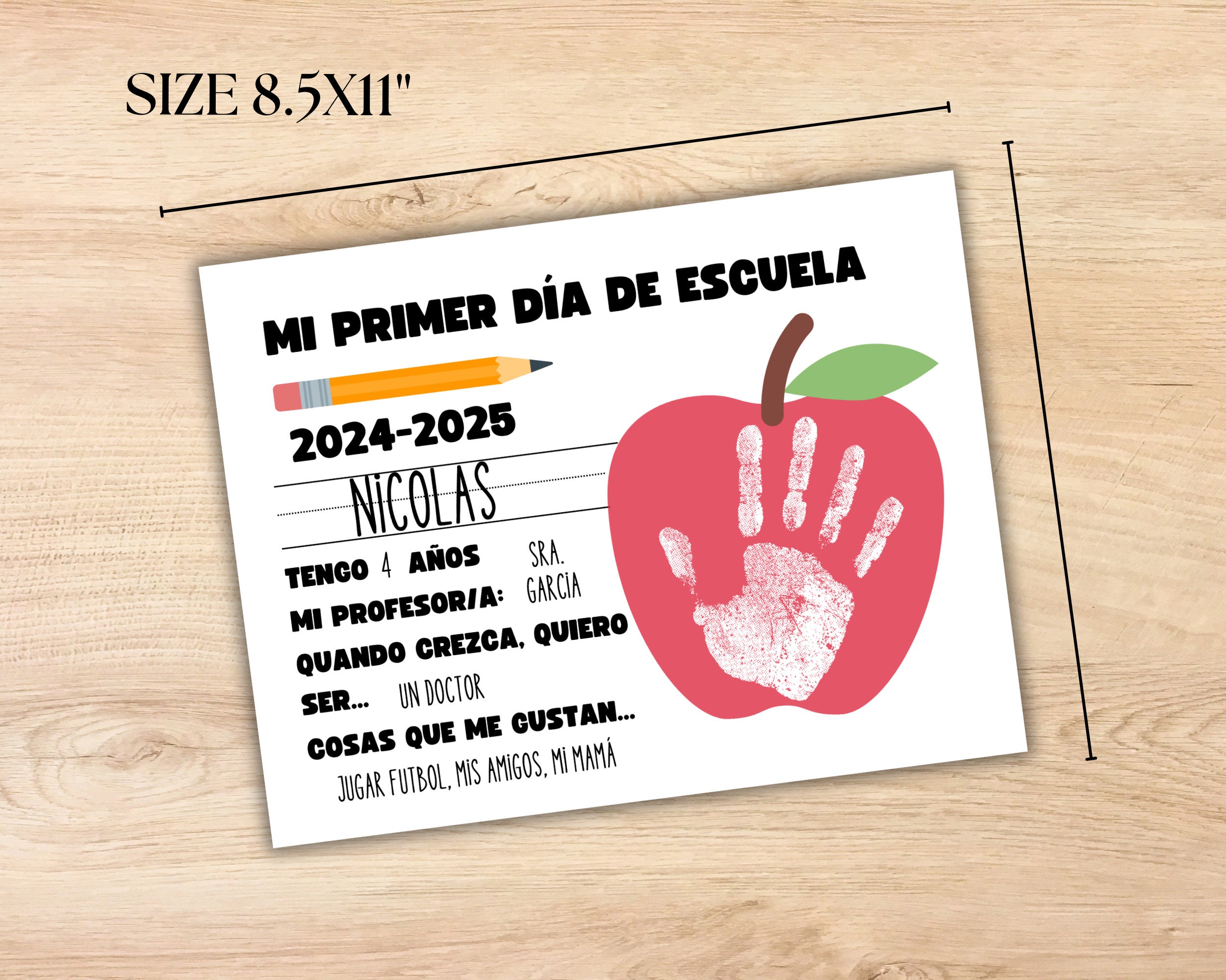 Back to School Sign Spanish Template, Handprint Art, Preschool Sign ...