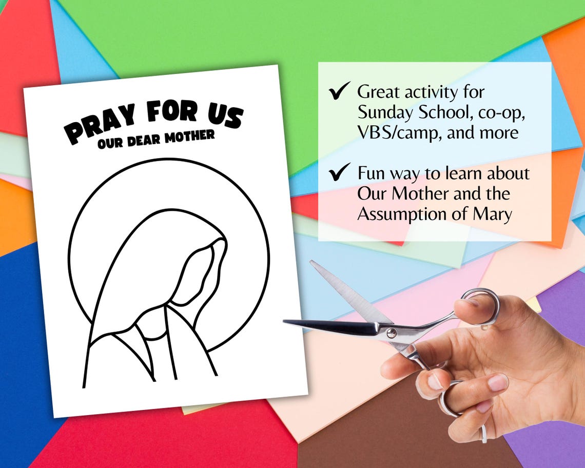 Torn Paper Assumption of Mary Activity, Sunday School Craft, Christian ...
