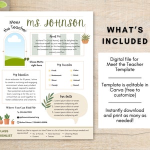 Editable Meet the Teacher Template With Greenery, All About Me, Boho ...