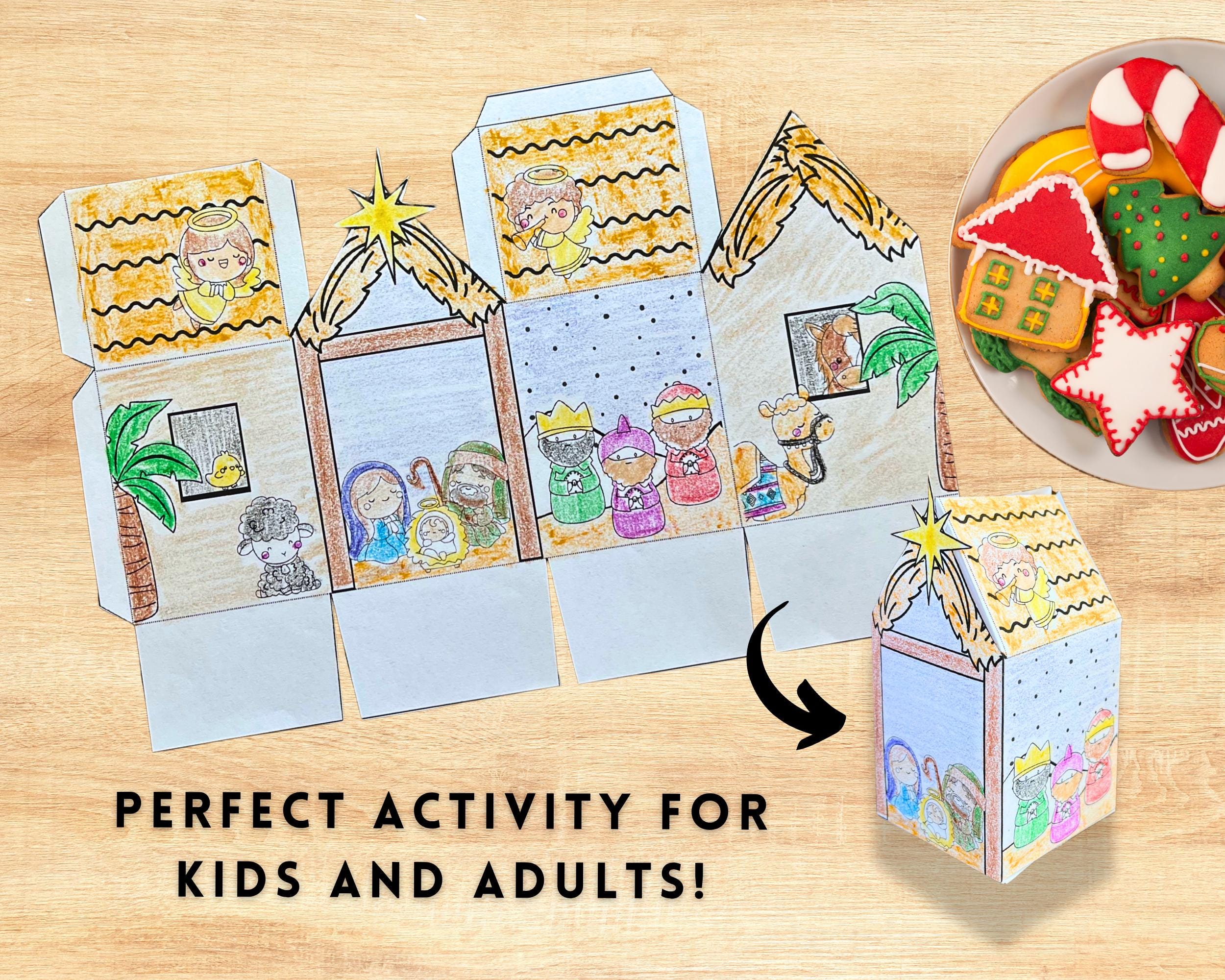3D Nativity Craft, Paper House Christmas Printable, Christmas Coloring ...