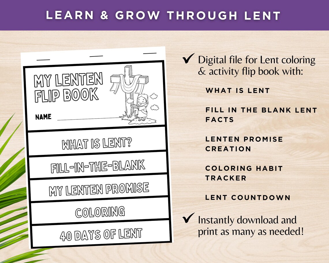 Lent Activity Kids Flip Book, Lent Coloring Pages, Lenten Sunday School ...