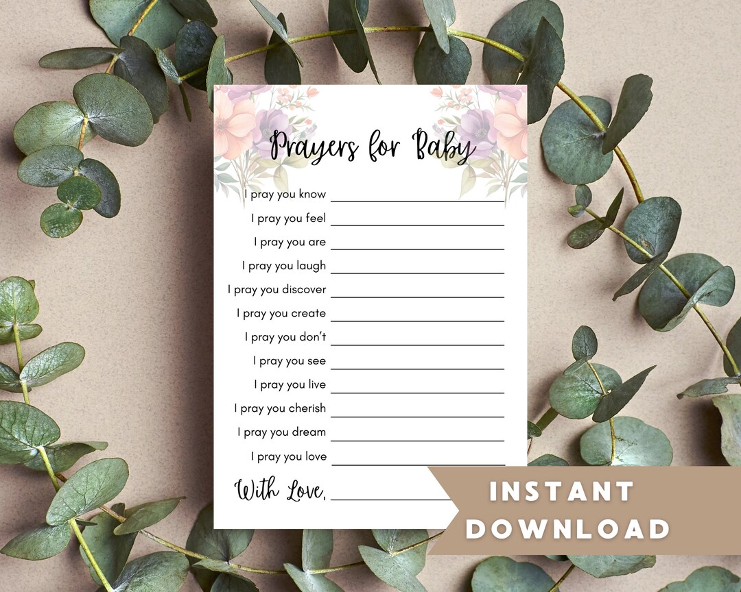 Prayers for Baby Shower Cards, Blessings for Baby Shower Activity, Well ...