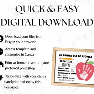 Back to School Sign Spanish Template, Handprint Art, Preschool Sign ...