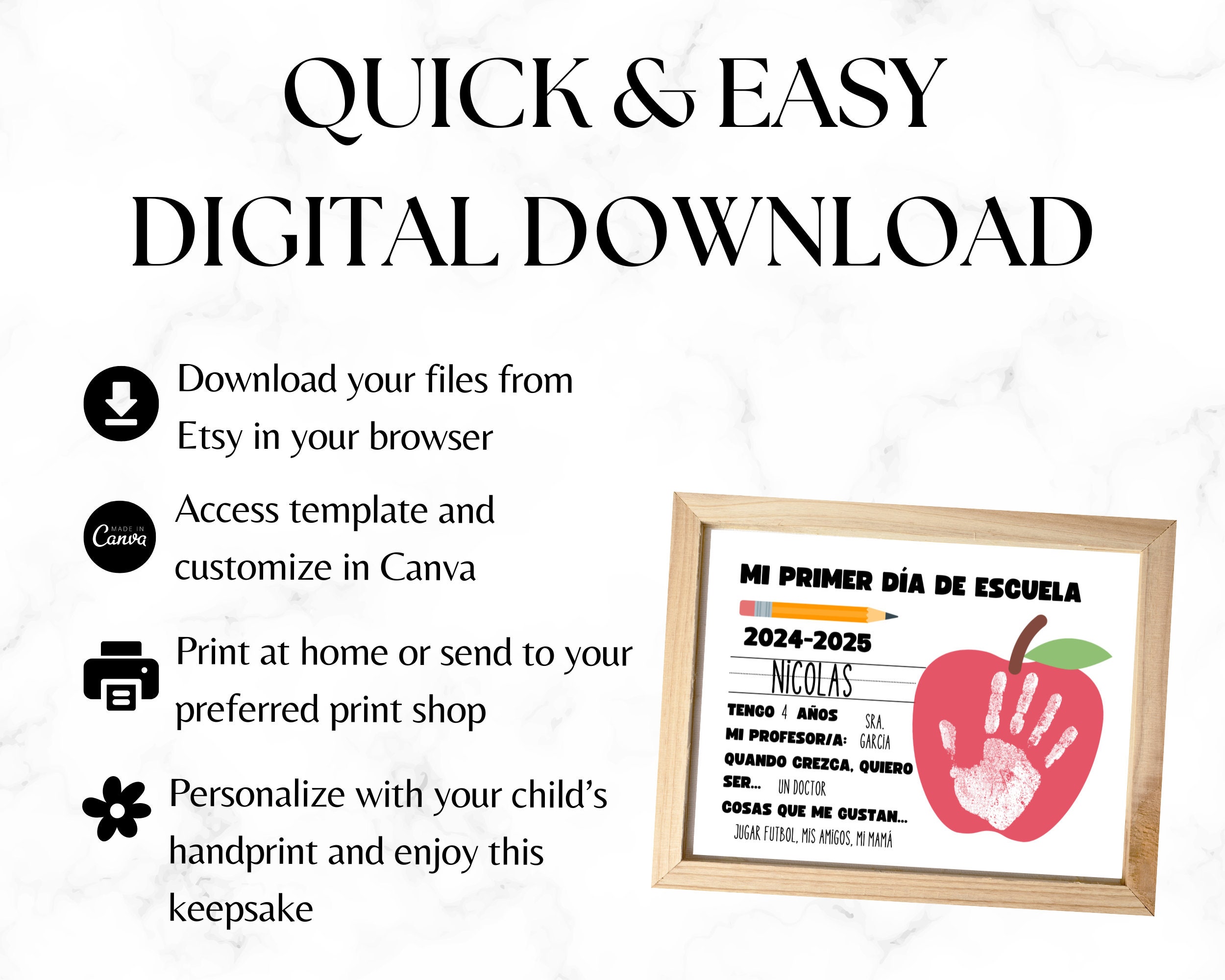 Back to School Sign Spanish Template, Handprint Art, Preschool Sign ...