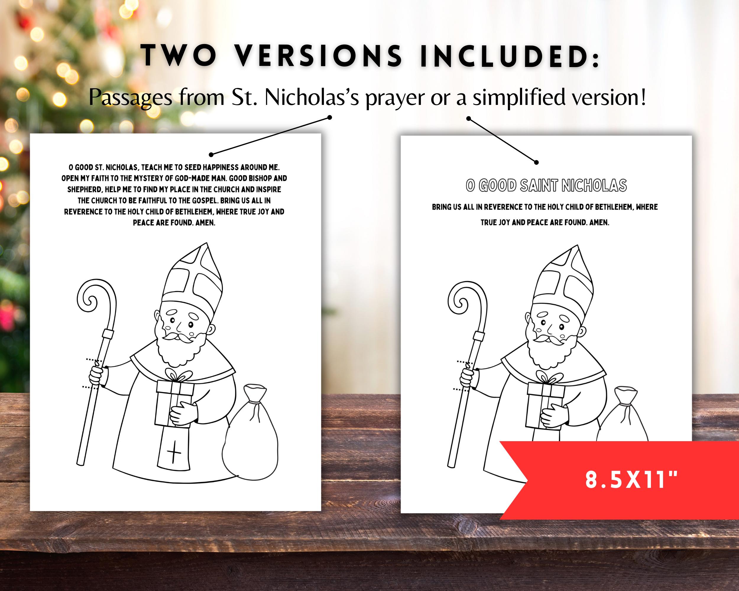 St Nicholas Day Advent Coloring Activity, Saint Nicholas Prayer Candy ...