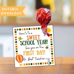 Editable Meet the Teacher Blow Pop Tag, Back to School Lollipop Tag ...