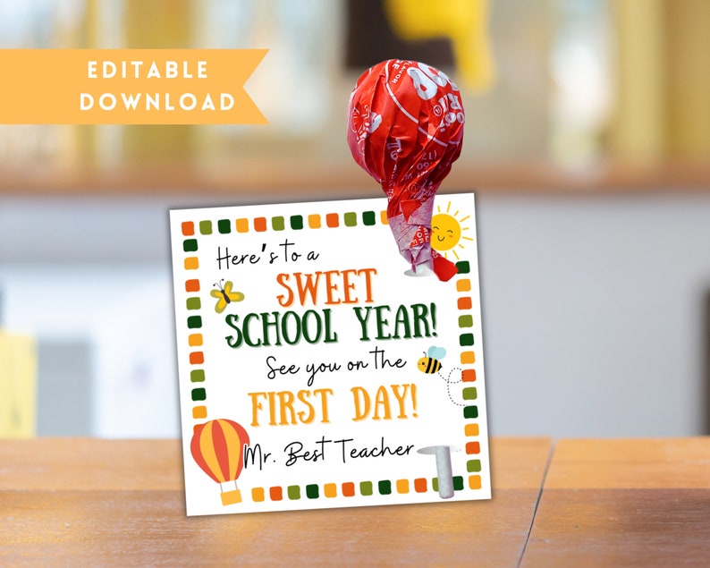 Editable Meet the Teacher Pop Tag, Back to School Lollipop Tag, First ...