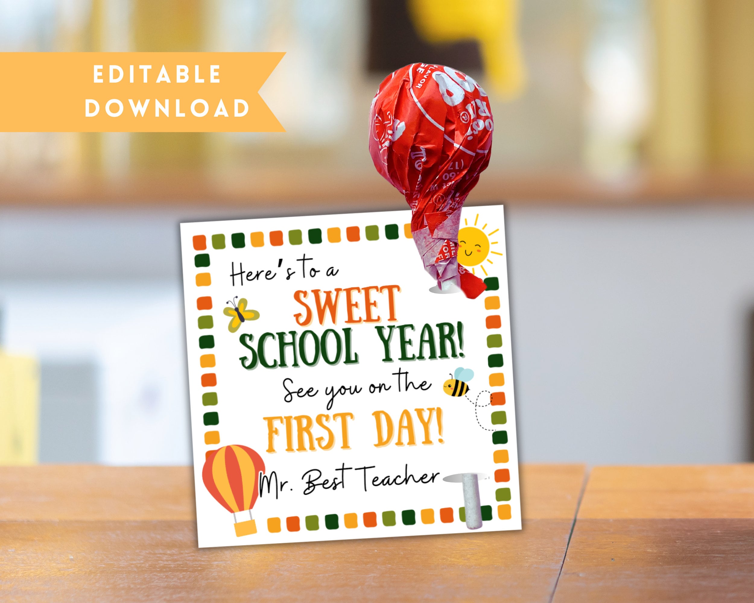 Editable Meet the Teacher Blow Pop Tag, Back to School Lollipop Tag ...