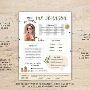 Editable Meet the Teacher Template With Greenery, All About Me, Boho ...