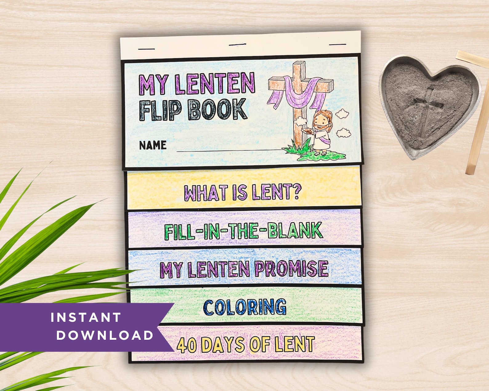 Lent Activity Kids Flip Book, Lent Coloring Pages, Lenten Sunday School ...