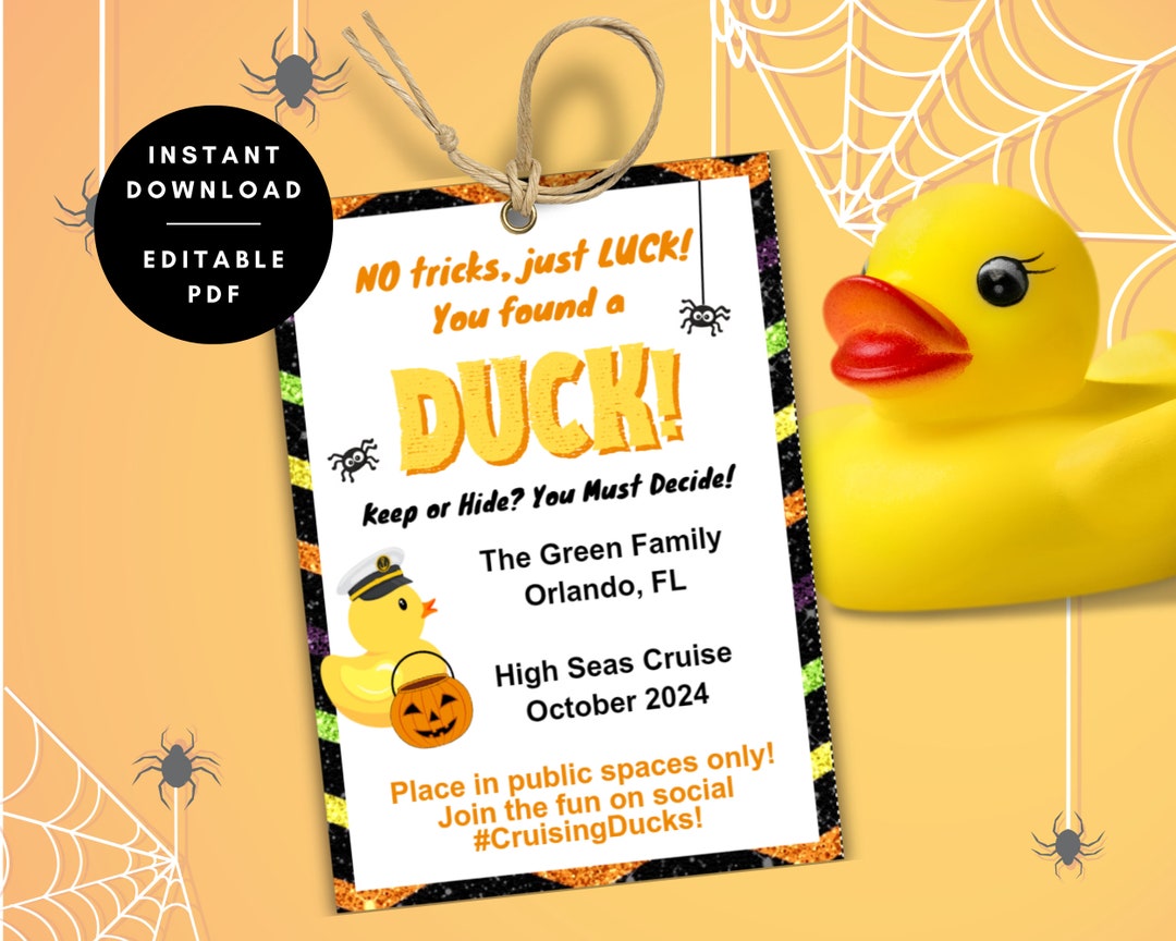 Halloween Cruise Ducks Tags, Cruising Ducks for Hiding Tag Halloween ...