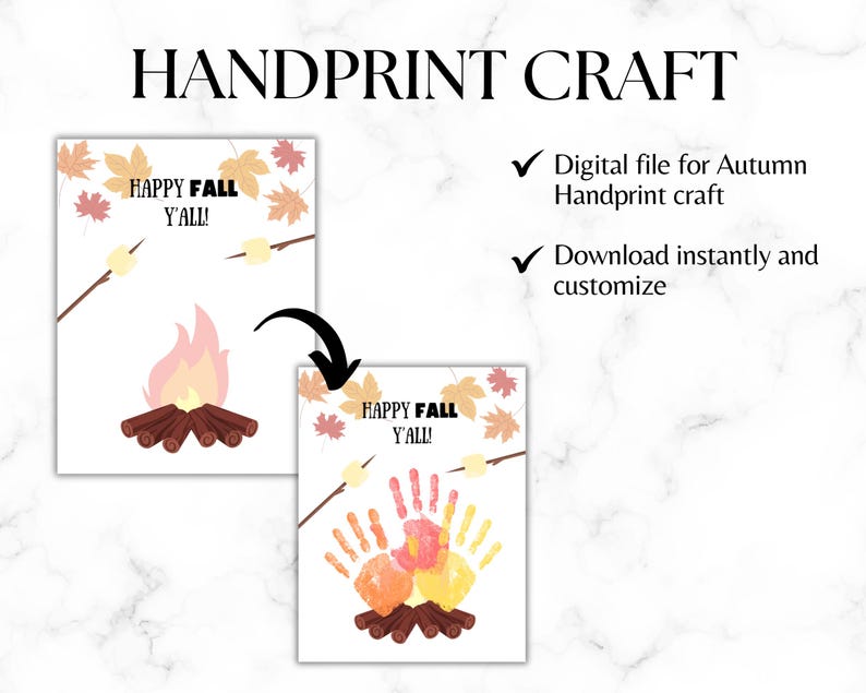Fall Handprint Art, Fall Handprint Craft, Handprint Art for Kids, Happy ...