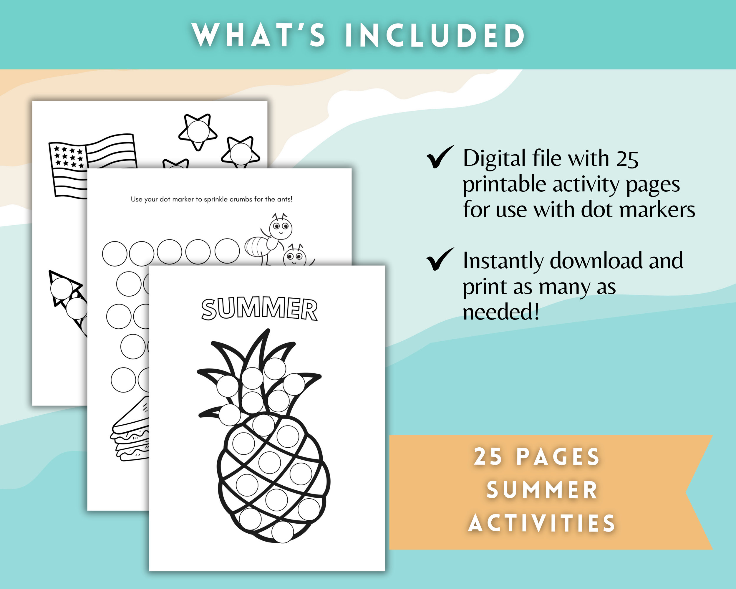 Summer Dot Marker Activities, Dot Marker Coloring Sheets, Dot Marker ...