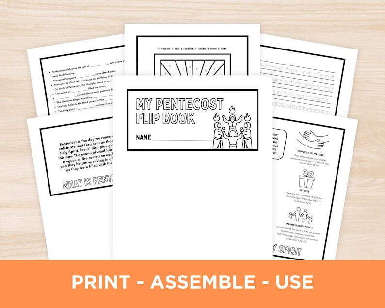 Pentecost Craft for Kids Flip Book, Day of Pentecost Sunday School ...