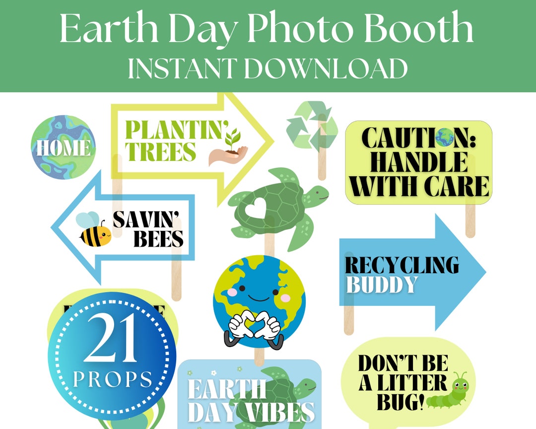 Funny Earth Day Photo Props, Earth Day Photobooth Props, Printable ...