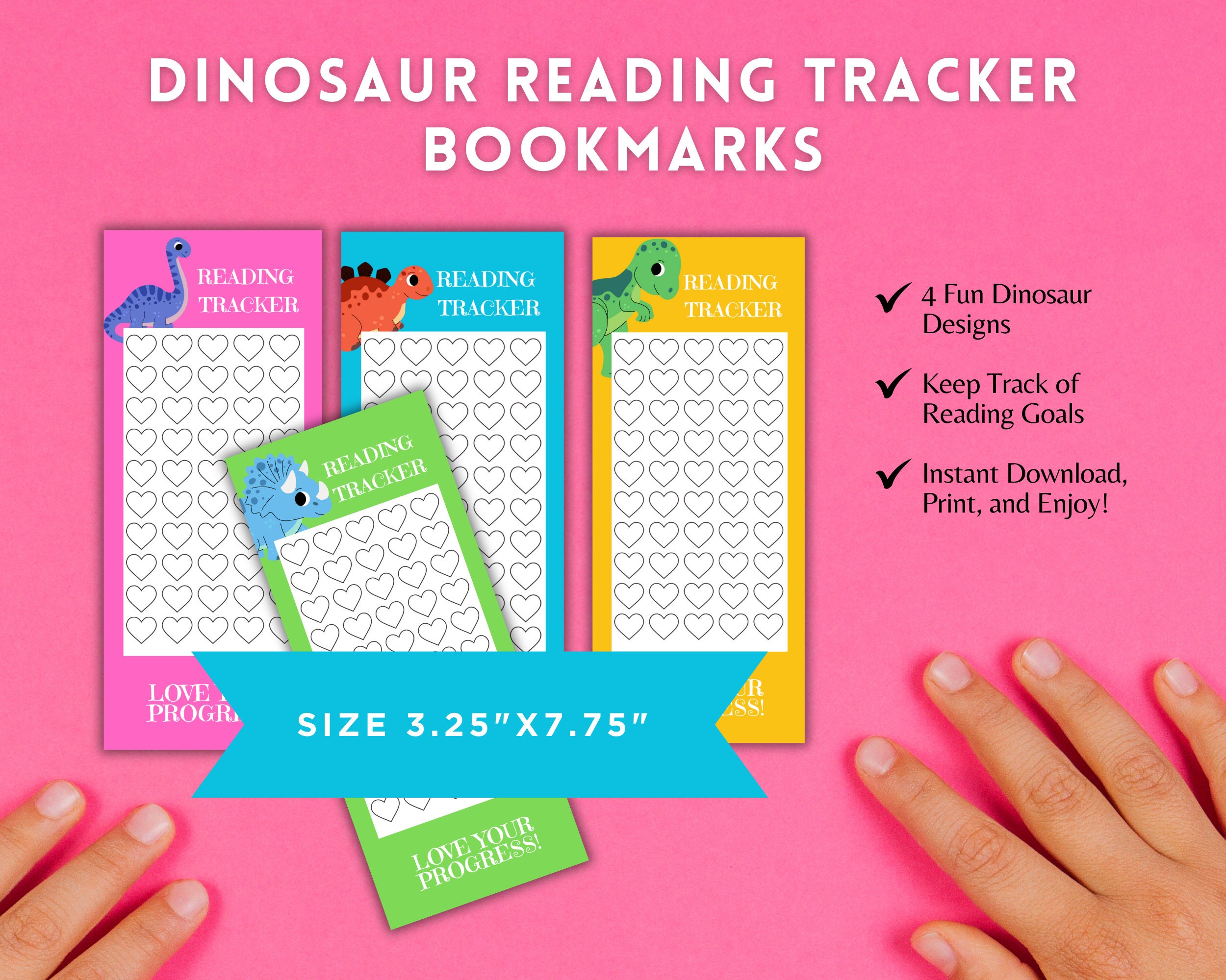 Kids Reading Log Printable, Reading Log Bookmark, Dinosaur Valentine ...