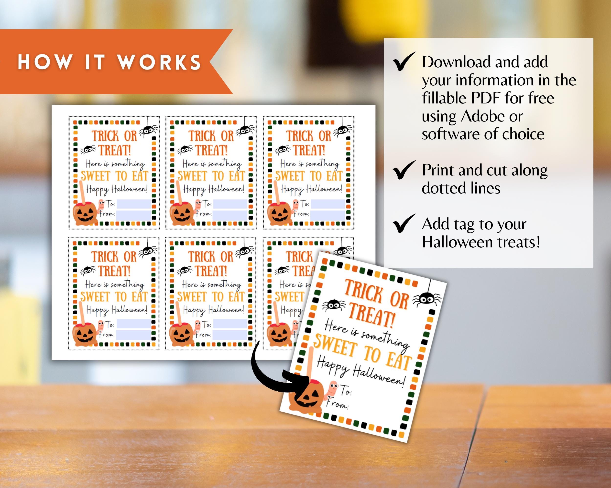 Halloween Caramel Apple Tag, Halloween Gift Tags, Teacher Appreciation ...