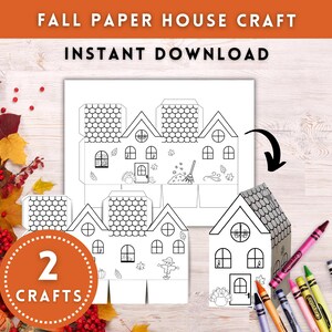 Paper House Fall Craft, Printable Paper House Template, Thanksgiving ...