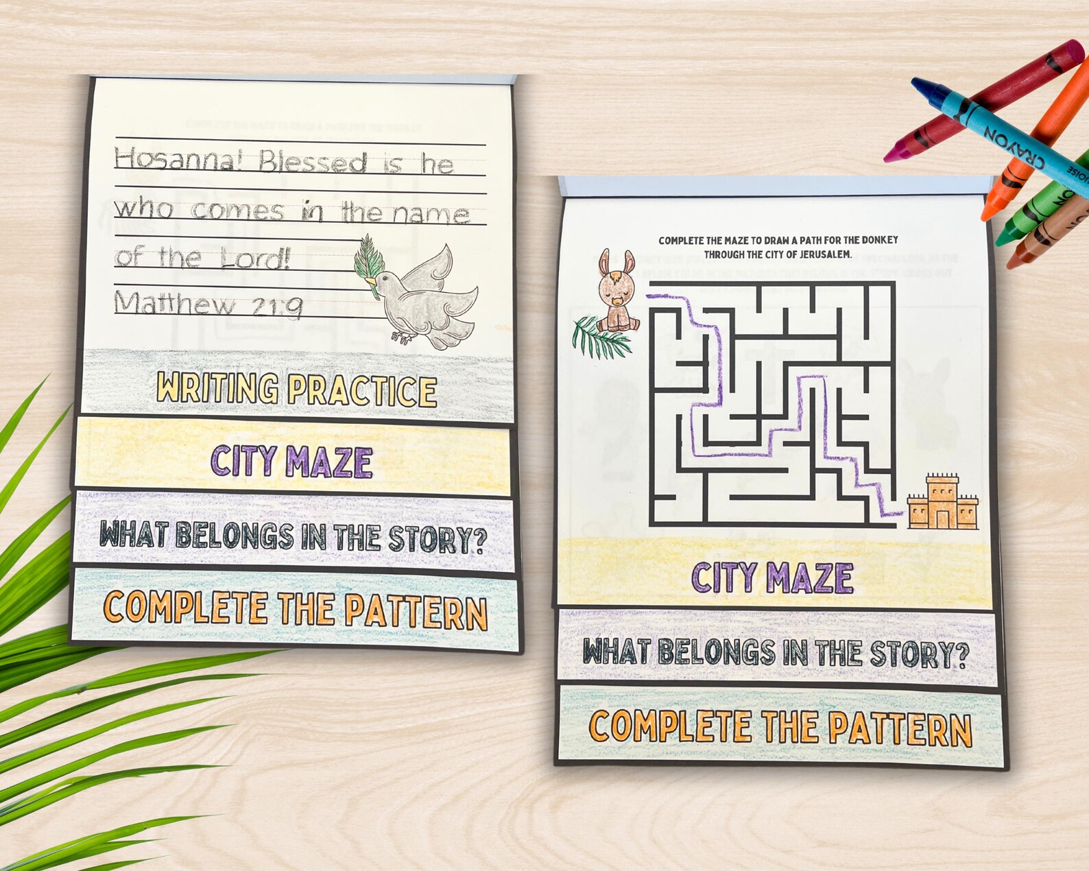 Palm Sunday Activity Flip Book for Kids, Palm Sunday Coloring Pages ...