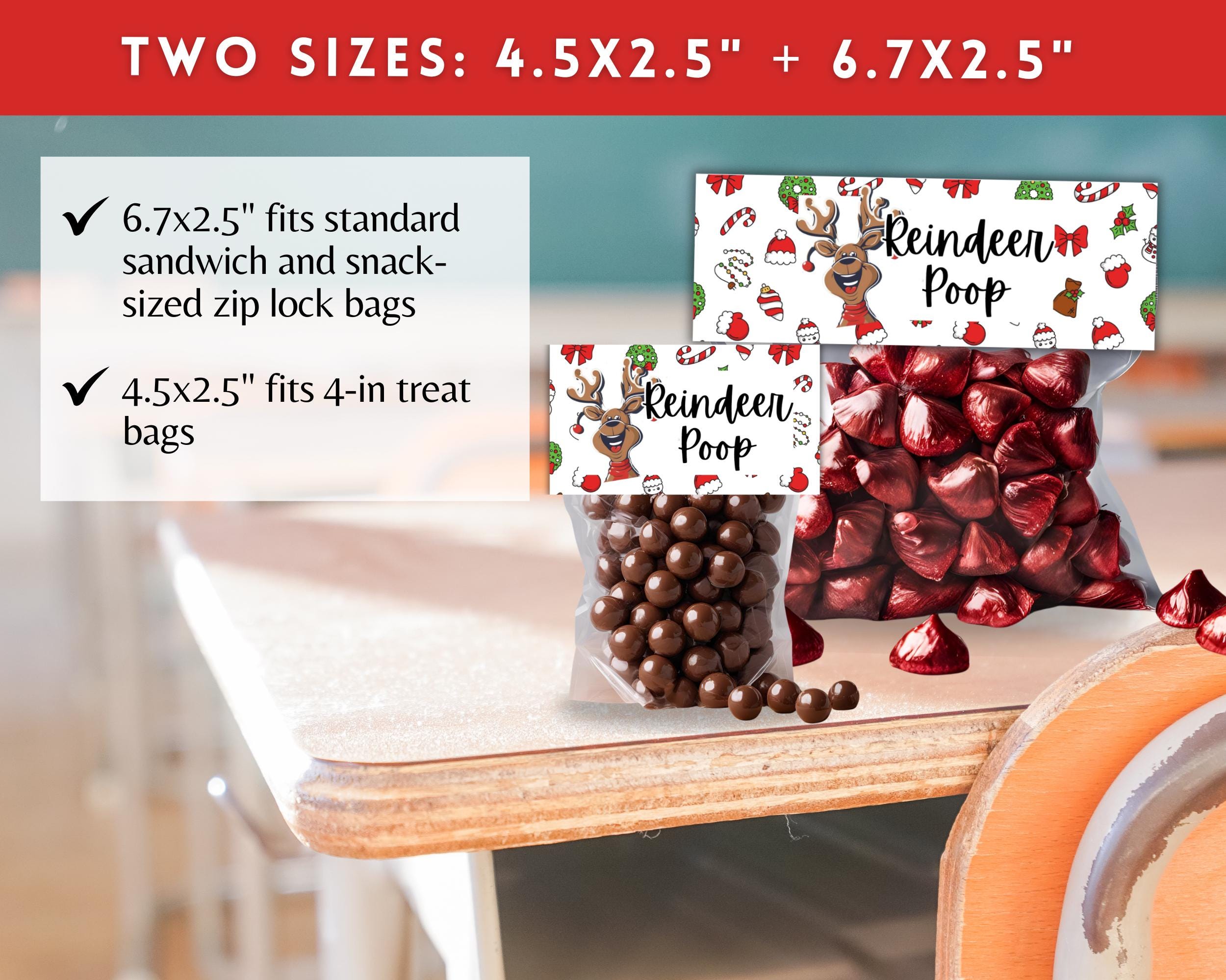 Reindeer Poop Christmas Treat Bag Topper, Christmas Class Gifts, Funny ...