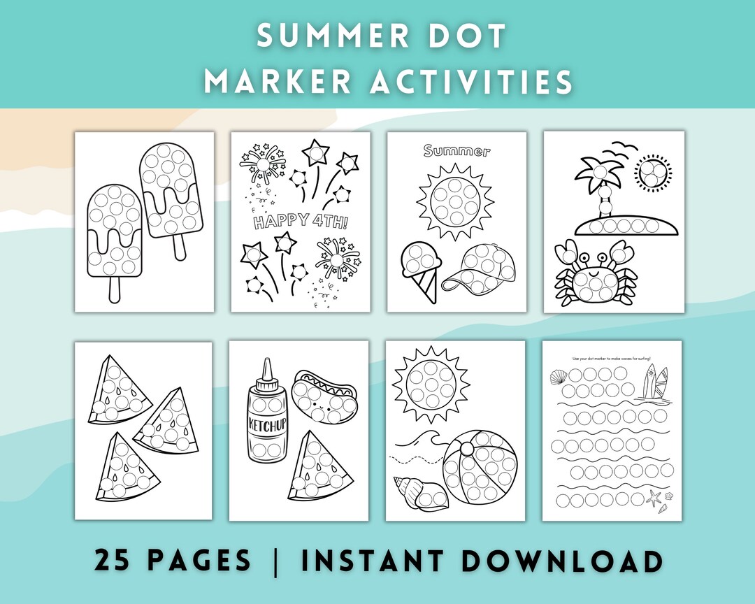 Summer Dot Marker Activities, Dot Marker Coloring Sheets, Dot Marker ...