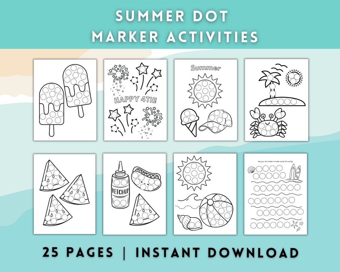 Summer Dot Marker Activities, Dot Marker Coloring Sheets, Dot Marker ...